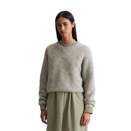 Marc O'Polo Damen Strickpullover "aus weichem Schurwolle-Alpakawolle-Mix"stone melange, Gr. L, MARC O'POLO DENIM, unifarben, Obermaterial: 33% Polyamid, 32%