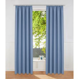 Vorhang OTTO HOME, B:140cm H:265cm, blau, Polyester, Recyceltes Material, Wohnzimmer, Gardinen, "Parry", 2-er Set, blickdicht, monochrom, basic,