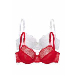 Damen B&uuml;gel-BH, NUANCE BY LASCANA, Gr. 80, rot, Spitze, Obermaterial: 68% Polyamid, 25% Polyester, 7% Elasthan, BHs, mit Stickereispitze, als