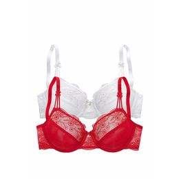 Damen B&uuml;gel-BH, NUANCE BY LASCANA, Gr. 75, rot, Spitze, Obermaterial: 68% Polyamid, 25% Polyester, 7% Elasthan, BHs, mit Stickereispitze, als