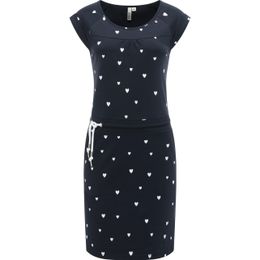 Ragwear Damen Sommerkleid "Penelope Hearts YOUMODO"navy, Gr. L, 100% Baumwolle, Kleider, leichtes Baumwoll Kleid mit verspieltem Print