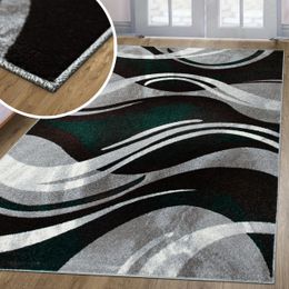 Teppich OTTO HOME, B:160cm H:9mm L:230cm, gr&uuml;n, Kunstfaser, Wohnzimmer, Teppiche, "Joas", besonders weicher Kurzflor in modernem Wellen Muster,