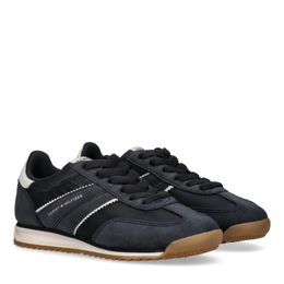 Tommy Hilfiger Herren Sneaker, Gr. 38blau wei&szlig;, Lederimitat, Textil, Schuhe, Low Profile Sneaker, Retro Schn&uuml;rschuh mit Logoverzierung