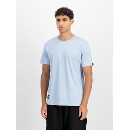 Herren Rundhalsshirt "Label T BP"artic blau, Gr. S, Alpha Industries, bedruckt, Single Jersey, Obermaterial: 100% Baumwolle, Shirts