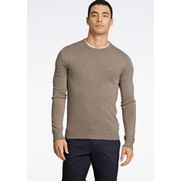 LINDBERGH Herren Strickpullover "Strickpullover Slim Fit", beige, Gr. L, Obermaterial: 80% Viskose, 20% Nylon, Pullover