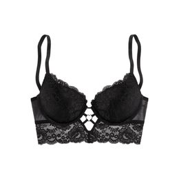 Vivance Damen Push-up-BH "Francesca", Gr. 75, schwarz, Spitze, Obermaterial: 88% Polyamid, 12% Elasthan, BHs, in Bustier-Form, sexy Dessous
