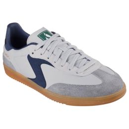 Sneaker Skechers "HOTSHOT", Herren, Gr. 42, grau (grau, navy), Leder, Veloursleder, kontrastfarbene Details, Schuhe Sneaker, mit Kontrastbes&auml;tzen