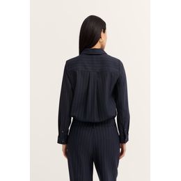 Bugatti Damen Langarmbluse "Stretch-Mix"390, marine, Gr. 36, unifarben, 63% Polyester, 34% Viskose, 3% Elasthan, Blusen, mit Nadelstreifen und