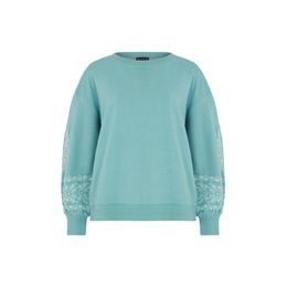 RAFFYA Damen Sweatshirt "Mika Full Sleeves Embroidered Sweatshirt Damen"blau, Gr. S, Stoff, 100% BAUMWOLLE, Sweatshirts