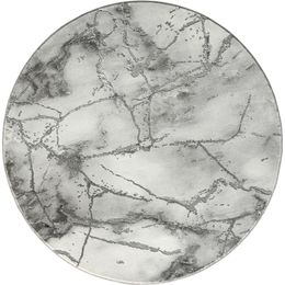 Teppich OTTO HOME, H:12mm &Oslash;:160cm, grau, Kunstfaser, Wohnzimmer, Teppiche, "Juliet", modernes Marmor-Design, Kurzflor, pflegeleicht, weich