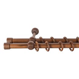 Gardinenstange SN DECO GROUP, L:140cm, braun, Holzwerkstoff, Gardinenstangen, "Cafiro", 28 mm, Holz, verschiedene L&auml;ngen und Farben, Komplettset