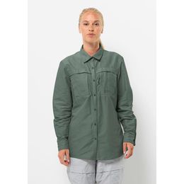 Jack Wolfskin Damen Langarmbluse "BARRIER L/S SHIRT W", gr&uuml;n, Gr. S, OBERSTOFF: 46% POLYAMID, 27% LYOCELL, 27% VISKOSE. Futter: 100% POLYESTER, Blusen