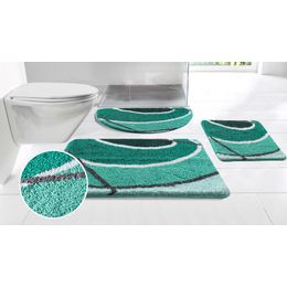 Badematte OTTO HOME, H:20mm, blau, Polyester, Badematten, "Juna mit Muster, Badvorleger, Badezimmer Teppich, Duschvorleger", besonders weich, Design,