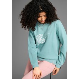 Sweatshirt Kangaroos, Damen, Gr. 40/42, blau (blaugrau), angeraute Sweatware, Obermaterial: 80% Baumwolle, 20% Polyester, bedruckt, Basic h&uuml;ftlang, Rundhals, Rippb&uuml;ndchen, Sweatshirts Sweatshirt, mit Frontdruck