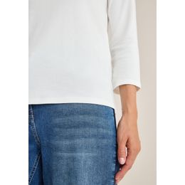Cecil Damen 3/4-Arm-Shirt, wei&szlig;, Gr. XXL, unifarben, Jersey, Obermaterial: 100% Baumwolle, Shirts, mit U-Boot-Ausschnitt
