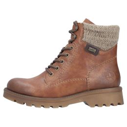 Winterstiefelette Rieker, Damen, Gr. 36, braun, beige, Lederimitat, Textil, used, Schuhe Winterstiefelette, Winterboots, Profilsohle, mit wasserabweisender RiekerTEX-Membran