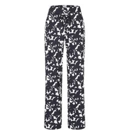 Stoffhose MAC "EASY WIDELEG", Damen, Gr. 36, L&auml;nge 30, schwarz (schwarz season printed), Web, Obermaterial: 75% Polyester, 25% Elasthan, bedruckt, weit kn&ouml;chellang, Hosen Stoffhose, sehr elastische Qualit&auml;t, angenehmer Griff und hoher Tragekomfort