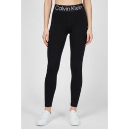 Leggings Calvin Klein, Damen, Gr. M, N-Gr, schwarz, Obermaterial: 60% Baumwolle, 35% Polyamid, 5% Elasthan, lang, Hosen Leggings, breiter Logobund, weich, elastisch, Cotton-Mix