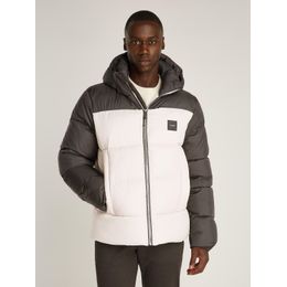 Calvin Klein Herren Outdoorjacke "HOODED QUILT COLOR-BLOCK PUFFER", schwarz, Gr. XXXL, unifarben, Web, Obermaterial: 100% Polyester. Futter: 100%