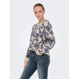 Only Damen Strickpullover "ONLGIGI LS GLITTER O-NECK KNT", beige, Gr. M, gemustert, Strick, Obermaterial: 65% Polyester, 18% metallisierte Fasern,