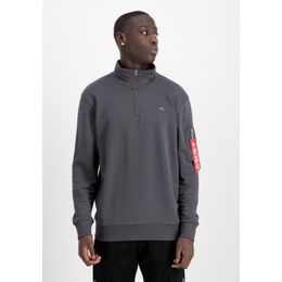 Sweater Alpha Industries "X-Fit Half Zip Sweater", Herren, Gr. XS, grau (vintage grau), Obermaterial: 80% Baumwolle, 20% Polyester, regular fit, Sweatshirts Sweater