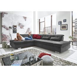 Ecksofa DIE PLANBAR "MP-IN17004 L-Form, Breite 323 cm, wahlweise weitere Funktionen", grau (anthrazit), B:323cm H:84cm T:124cm, 100% Polyester, Sofas, Ecksofa, Federkern-Polsterung, inkl. Sitztiefenverstellung