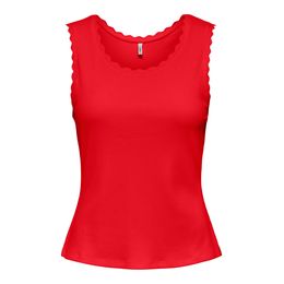 Tanktop Only "ONLLUNI S/L TANK TOP CS JRS", Damen, Gr. XL, high risk rot, Jersey, Obermaterial: 57% Baumwolle, 38% Polyester, 5% Elasthan, unifarben, regular fit normal, Rundhals, Tops Tanktop, Baumwollmischung, regular fit, Rundhals