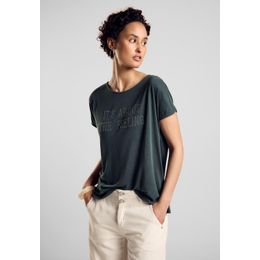 Shirttop Street One, Damen, Gr. 34, gr&uuml;n (hunter gr&uuml;n), Jersey, Obermaterial: 70% Modal, 30% Polyester, bedruckt, unifarben, bequem taillenbedeckt, Rundhals, Tops Shirttop, mit Schriftzug