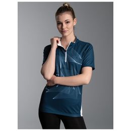 TRIGEMA Damen Poloshirt "TRIGEMA Fahrradjacke mit Spiralf&ouml;rmigen Design", blau, Gr. L, 100% Polyester (recycelt), Shirts