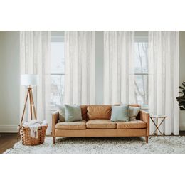 Vorhang HOME BASICS, B:140cm H:225cm, wei&szlig;, Polyester, Wohnzimmer, Gardinen, "SOFTY 2er Pack", 2er Pack Kombibandschal SOFTY Uni