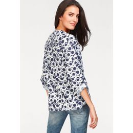 Aniston CASUAL Damen Schlupfbluse, blau, Gr. 46, bedruckt, Web, Obermaterial: 100% Viskose, Blusen, mit krempelbaren &Auml;rmeln