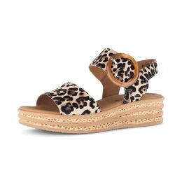 Gabor Damen Keilsandalette, Gr. 41, braun, Veloursleder, Schuhe, Riemchensandale, Sommerschuh mit modischer Zierschnalle