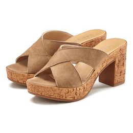 Lascana Damen Pantolette "Sommerschuh, offener Schuh, Sandalette, Mule", Gr. 40, beige, Obermaterial: 100% Ziegenleder. Decksohle: 100% Ziegenleder.