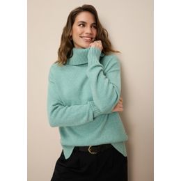 Rollkragenpullover Tamaris, Damen, Gr. 44/46, gr&uuml;n (mint, melange), Strick, Obermaterial: 50% Viskose, 28% Polyester, 22% Polyamid, l&auml;ssig geschnitten h&uuml;ftbedeckend, Strickb&uuml;ndchen, Pullover Rollkragenpullover, in l&auml;ssiger Form mit seitlichen Schlitzen