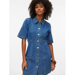 V&eacute;ro Moda Jeanskleid VERO MODA "VMDAISY 2/4 SHORT DENIM DRESS NOOS", Damen, Gr. S, N-Gr, medium blau denim, Denim/Jeans, Obermaterial: 100% Baumwolle, unifarben, kurz, Kleider Jeanskleid, Baumwolle