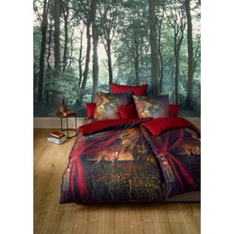 Wendebettw&auml;sche Fleuresse "Bed Art S 3759", rot (rubin), B/L: 200cm x 200cm, 1 Stk., 1 Stk., Mako-Satin, B/L: 80cm x 80cm & 80cm x 80cm, 3 Stk., Mako-Satin, Obermaterial: 100% Baumwolle, Bettw&auml;sche, Wendebettw&auml;sche