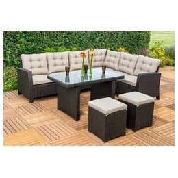 Gartenlounge-Set Merxx "Salerno", braun, Obermaterial: 100% Polyester. F&uuml;llung: 100% Polyurethan, Sitzm&ouml;bel-Sets, Schenkel beidseitig montierbar