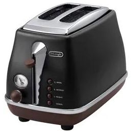 De'Longhi DE'LONGHI Toaster "CTOV 2003.BK", schwarz (schwarz, lederoptik), B:18,5cm H:20,5cm T:32cm, Toaster