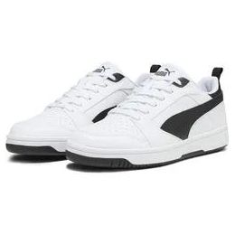 Sneaker Puma "Rebound V6 Low Sneakers Erwachsene", Damen, Gr. 39, schwarz-wei&szlig; (wei&szlig; schwarz transparent), Obermaterial: Textil, Synthetik. Futter: Textil. Innensohle: Textil. Laufsohle: Gummi, Schuhe Sneaker