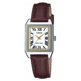 Quarzuhr, braun (dunkelbraun, silberfarben), Casio TIMELESS COLLECTION, Armbanduhren, Damen, Quarzuhr, Armbanduhr, Damenuhr, analog, Lederarmband
