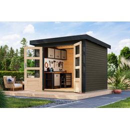Gartenhaus Karibu "Jupiterino 3, in verschiedenen Farben", terragrau, anthrazit, ohne Fu&szlig;boden, Blechdach, Massivholz, Gartenh&auml;user, Gartenhaus