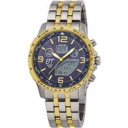 ETT Herren ETT Funkchronograph &raquo;Professional World Timer&laquo; Armbanduhr, Herrenuhr, Titan, Solar, Datum, Stoppfunktion gold