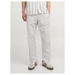 Jack & Jones Stoffhose JACK & JONES "JPSTKANE SUMMER JOGGER SN", Damen, Gr. XS, N-Gr, crockery detail:melange, Web, Obermaterial: 74% Baumwolle, 26% Leinen, meliert, relaxed fit kn&ouml;chellang, Hosen Stoffhose, mit B&uuml;ndchen