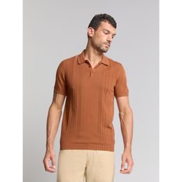 NO EXCESS Herren NO EXCESS T-Shirt &raquo; Jacquard Kurzarm Poloshirt&laquo; braun XXL