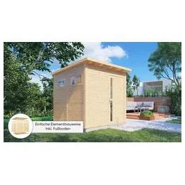 Gartenhaus BERTILO "Pentus 2", beige (naturbelassen), ohne Dacheindeckung, Massivholz, Gartenh&auml;user, Gartenhaus
