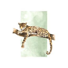 Komar Bild &raquo;Lazy Leopard&laquo; Natur 1 Stk. tlg. Wandbild zur Dekoration - ohne Rahmen bunt Holz, Papier