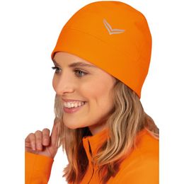 TRIGEMA Damen Strickm&uuml;tze &raquo;TRIGEMA M&uuml;tze mit reflektierendem Logo&laquo; 1 Stk. orange Einheitsgr&ouml;&szlig;e