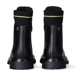 Tommy Hilfiger M&auml;dchen Schn&uuml;rboots Biker Boots, Winterboots mit Blockabsatz schwarz 31