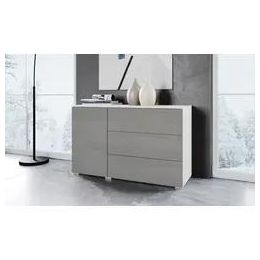Sideboard OTTO HOME "PARIS", wei&szlig; (wei&szlig; matt, grau hochglanz), B:111cm H:68cm T:39cm, Sideboards, Sideboard, Moderne 110cm breite grifflose Kommode, vielseitig einsetzbar