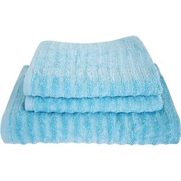 Handtuch Set Dyckhoff "Wellenstreifen", blau (aqua), 3 Stk., Frottier, Frottier, Obermaterial: 100% Baumwolle, Handtuch-Sets, 2 Handt&uuml;cher (50x100cm), 1 Duschtuch (70x140cm)